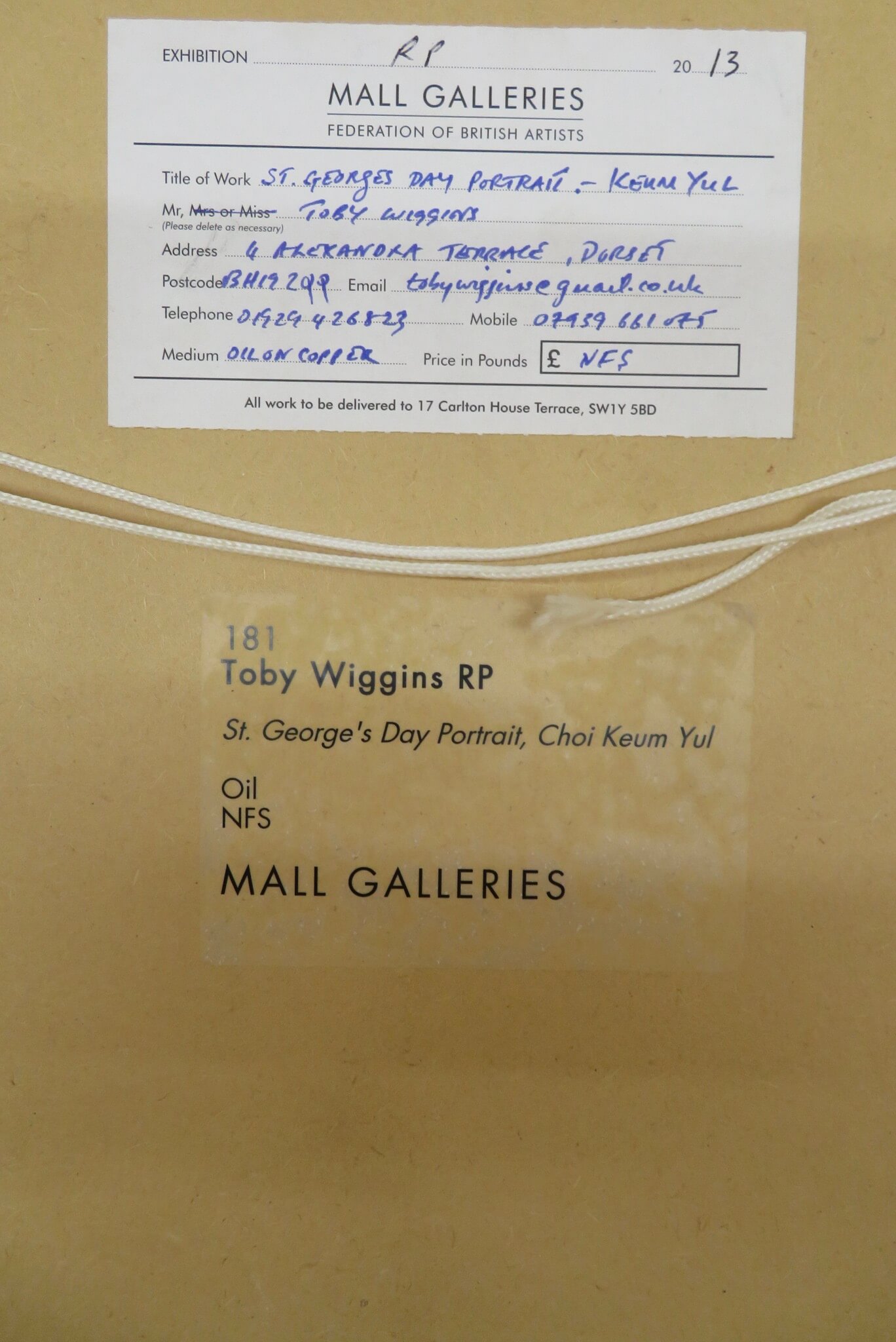 Toby Wiggins RP - Jubilee Galleries